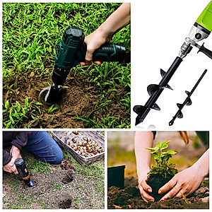 Auger Drill bit Set 3.5x12& 9x1.5 Inch Auger Drill Bit for Planting Garden Auger Spiral Drill Bit for 3/8”Hex Driver Drill Bulb & Bedding Garden Drill Planter with Gardening Gloves