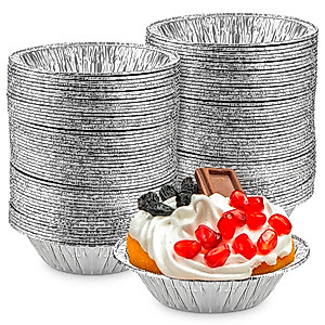 Silver Aluminum Foil Tart Pan - 100Pcs Disposable Mini Pie Tins Round Pan for Cake Pie Tin Foil Pans Tin 2.9 inch Liners Aluminum Pans Disposable Mini Tart Pan Mini Cheesecake Pans for Baking