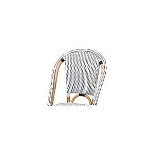 HomeStock Baroque Bliss French Black and White Weaving and Natural Brown Rattan Indoor and Outdoor Bistro Chair