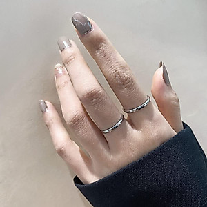 Honsny 925 Sterling Silver Rings for Women 18K White Gold Filled Plain Thumb Stackable Statement Rings High Polished Eternity Wedding Band Rings