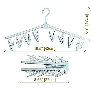 Fineget Collapsible Travel Shorts Skirt Shirt Socks Hangers with Clips Foldable Pants Clothes Plastic Suit Hangers Non Slip Closet Blue Organizer Retail Displays