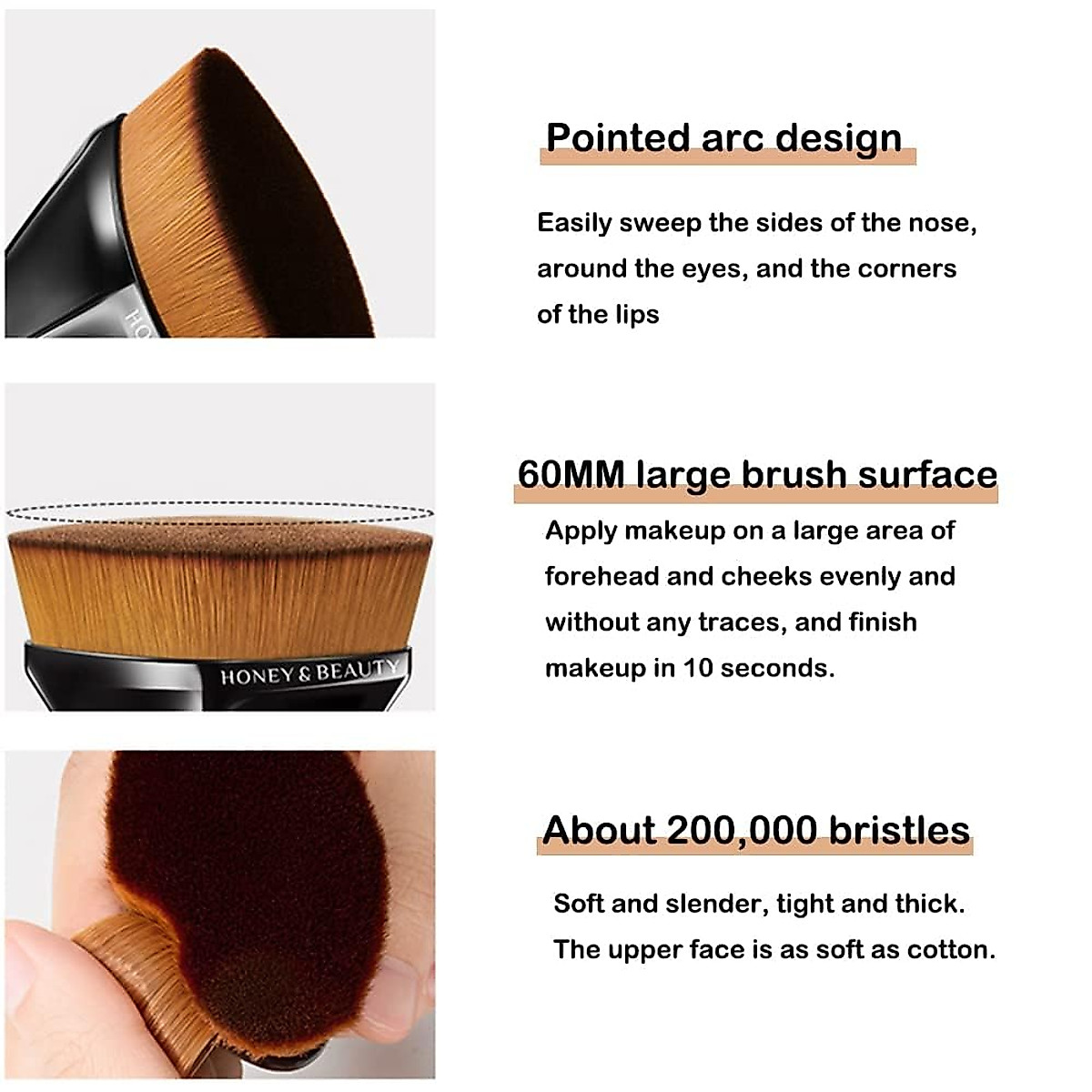 Foundation Makeup Brush Kabuki Makeup Brush Multifunctional Makeup Brush Make Up Tool for Foundation Blending Liquid (2pcs Black & 1pc Rose)