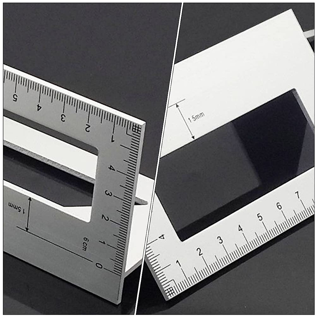 Healifty T Square Ruler Saddle Layout Square Gauge Woodworking Scribing Ruler 3D Mitre Angle 45/90 Degree Square Measuring Template Tool Aluminum Alloy Ruler for Carpenter T Square