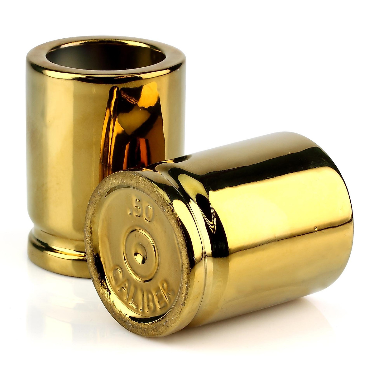 Caliber Gourmet 50 Caliber Shot Glasses - Set of 2, Gold