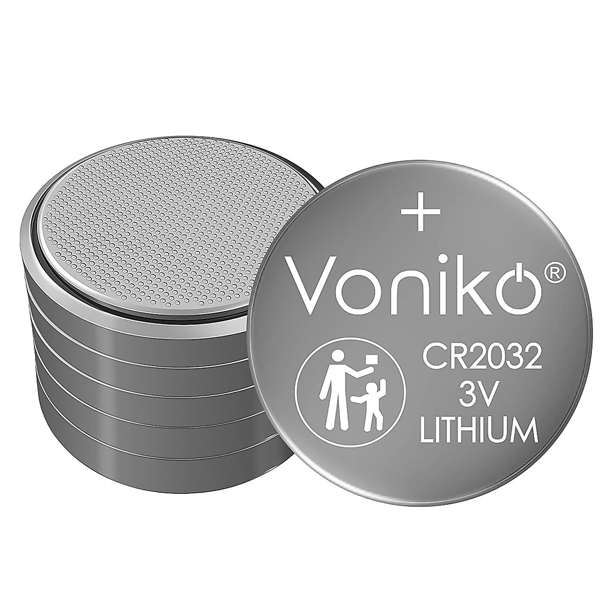 Voniko 3 Volt CR2032 Battery 6 Pack – Lithium Batteries – 2032 Button Battery Flat – 7 Years Shelf Life
