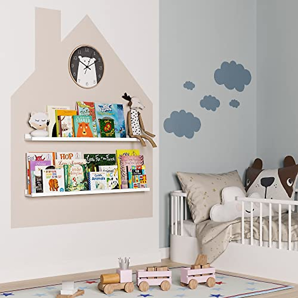 You Have Space Lagos 36" Picture Ledge Shelf for Living Room Decor, Office Decor and Farmhouse Kitchen Decor, White Set of 2