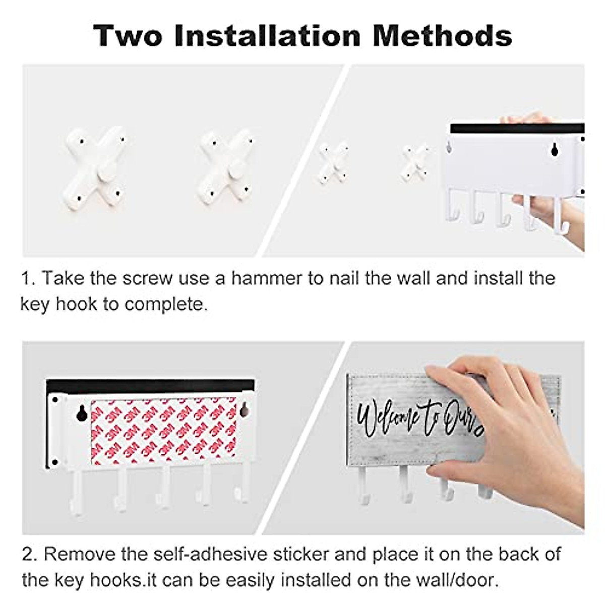 godblessign Welcome to Our Lake House Key Holder for Wall, Lake House Mail Holder and Key Rack for Entryway, Farmhouse Home Decor Key Hooks, Rustic Key Hangers with 5 Hooks