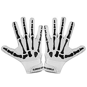 Glorious Traders Football Gloves, Adult and Youth Football Gloves Men & Women's - Ultimate Performance Booster Football Gloves Adult with Super Perfect fit & Sticky Grip. (White, XLarge)