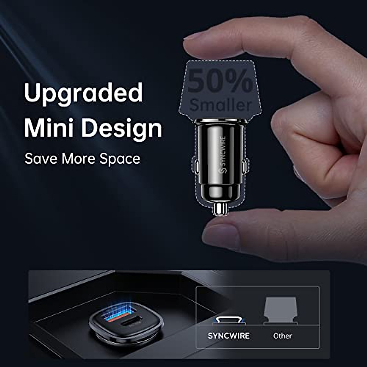 Syncwire USB C Car Charger 60W [PD 30W & QC 30W] Car Charger Fast Charging USB Car Charger Adapter with 5FT Type C Cable Compatible with Samsung S23/S22 Google Pixel 7/7Pro iPhone 14 Pro Max and More