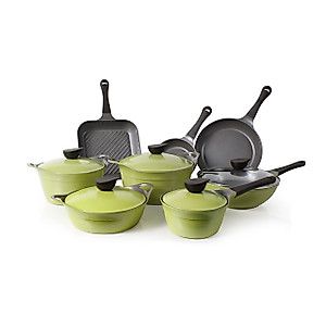 Neoflam Eela low stockpot olive green, 2.5 qt