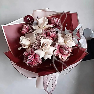 HYSSINOWRAP 40 sheets 4 colors, flower wrapping paper, flower shop paper, waterproof wrapping paper, semi transparent wrapping paper, including ribbon, 22.8 * 22.8 inches(1-dark mix)