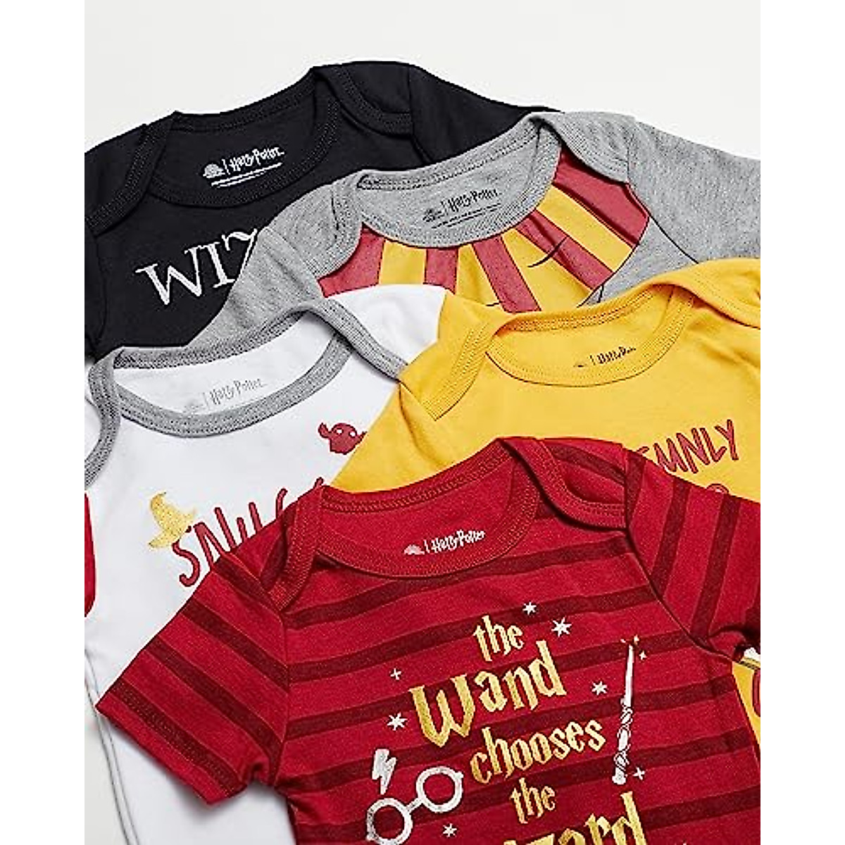 Harry Potter Baby Boys' Bodysuit Multi Pack (5 Pack Red/Black/Orange, 0-3 Months)