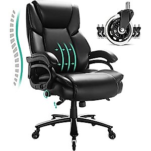 OFIKA Big and Tall Office Chair 500lbs - Adjustable Lumbar Support, Office Chair for Heavy People, Heavy Duty High Back Executive Desk Chair with Wide Seat and Quiet Rubber Wheels, Large Office Chair
