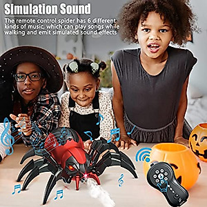 sumsync Remote Control Spider Kids Toys - Realistic RC Spider, Music Effect, LED Light, Toys for 3 4 5 6 7 8 9 10 11 12+ Year Old Boys/Girls, Gifts for Halloween Christmas Birthday