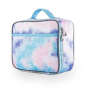 Fenrici Tie Dye Kids Backpack and Lunchbox Bundle for Girls, Boys, Teens (Pastel Pink)