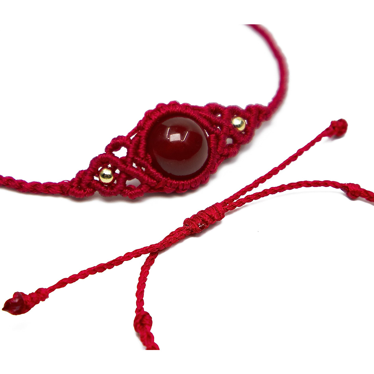 Handmade Red String Bracelet with 10mm Red Agate Bead - Good Luck and Protection - Ideal Gifts for Women, Teen Girls, Mother-Daughter, Couples, Sisters, and Friends (RuYi Knot 10MM Agate 1PC)