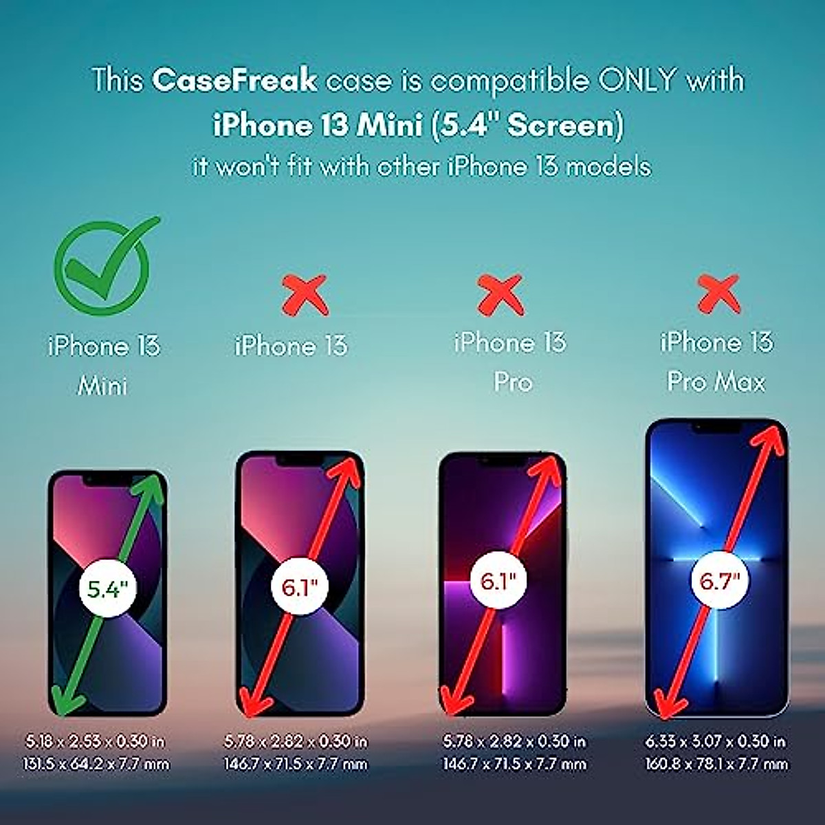 CASEFREAK 2-in-1 Clear Case i13 Mini with Magnetic Ring Mag-Safe Compatible Slim Protective Case + Screen Protector Anti-Fingerprint for iPhone 13 Mini (5.4")
