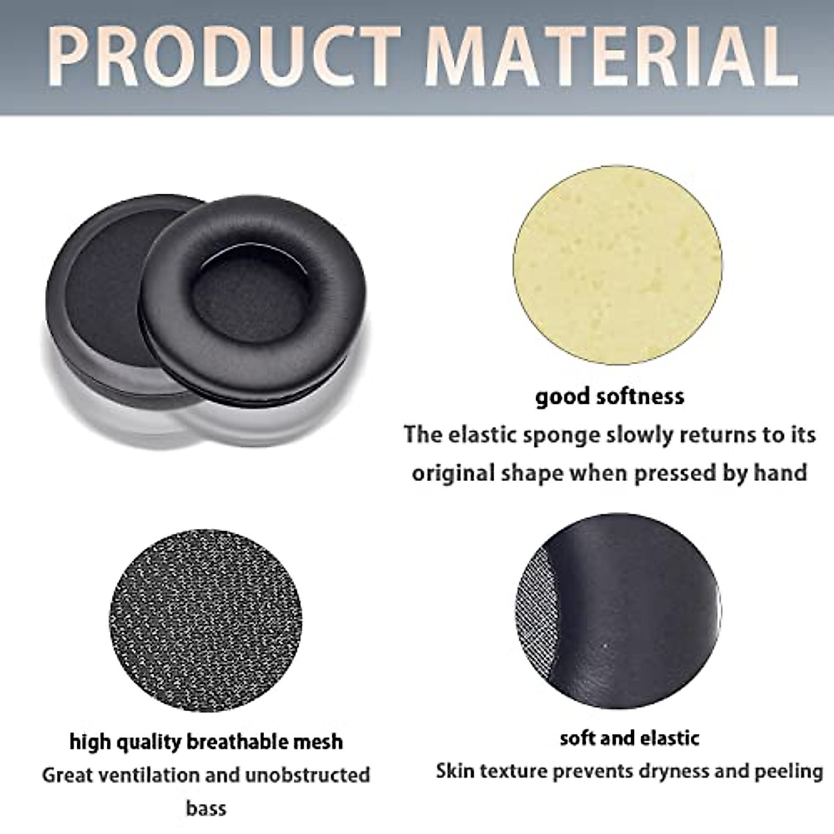 S700 Replacement Earpads Ear Pad Cushion Cover Compatible with JBL Cuffle Synchros S500 S700 E50 E50BT Wireless Headphones (Black)