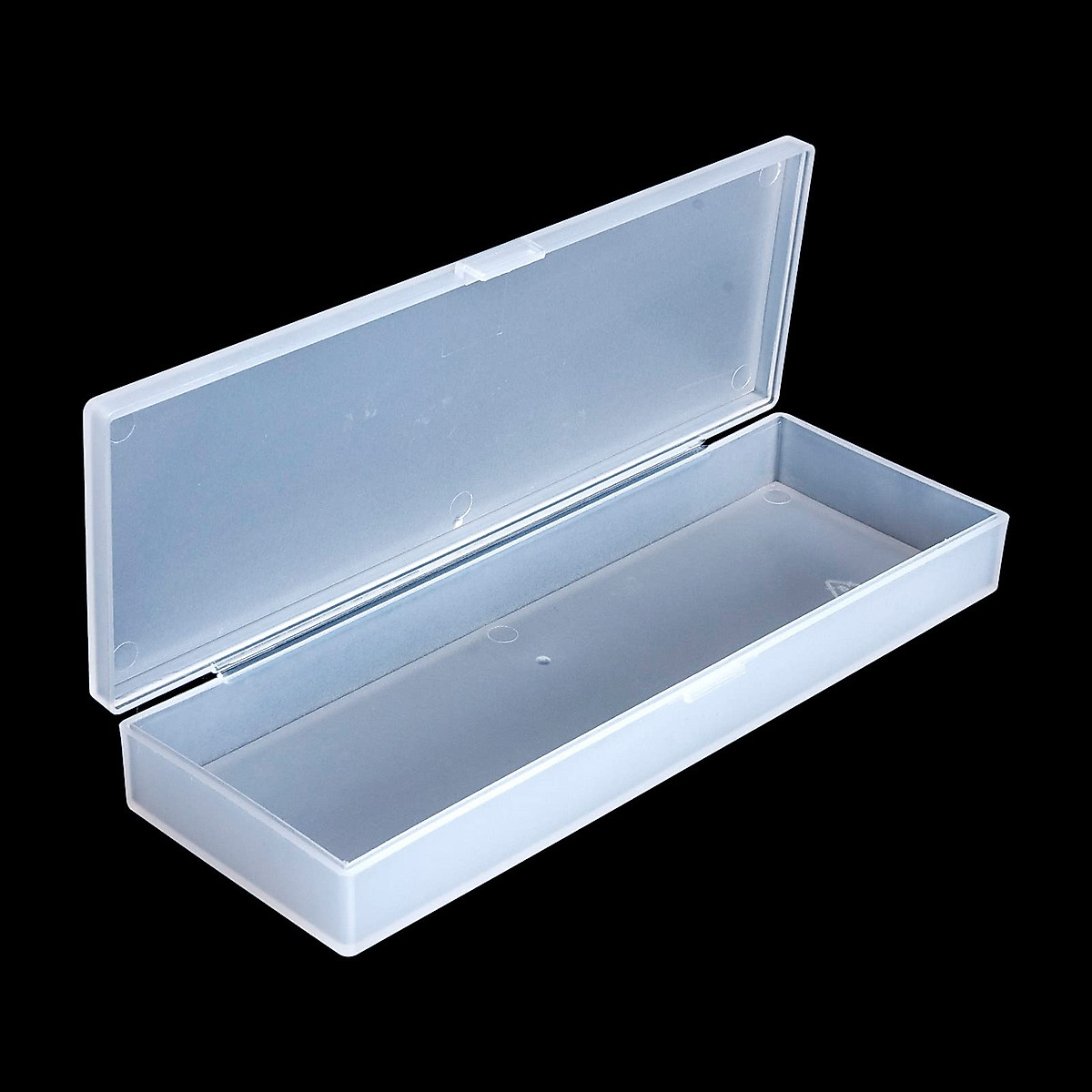 Qeuly 4 Pack 7.2" x 2.5" x 0.98" Small Rectangle Plastic Case Mini Storage Containers with Hinged Lids Translucent Matte Plastic Organizer Box for Small Items Craft Supplies (Translucent)