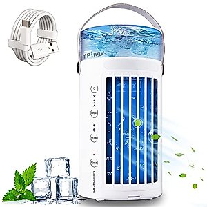 YPingk Portable Air Conditioner Fan Personal Air Cooler Desk Cooling Fan Quiet Humidifier Misting Fan with 7 Colors Night Light 3 Speeds Mini Evaporative Cooler for Home Office Bedroom