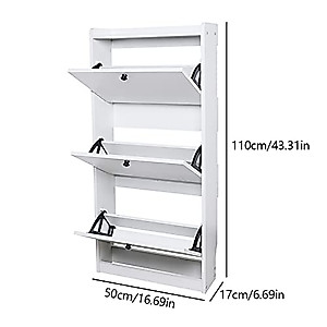 AKaSping White Shoe Rack 3 Tier Wooden Shoe Rack Organizer Vertical Large-Capacity Shoe Storage Rack Sturdy Shoe Rack for Closet Entryway Bedroom Home Door