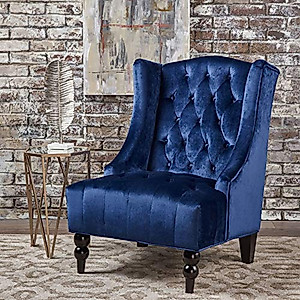 Christopher Knight Home Toddman High-Back Velvet Club Chair, Navy Blue