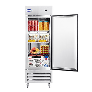 CHUMART 27" W Commercial Refrigerator Single Door 23 Cu.ft Commercial Fridge Fan cooling Stainless Steel Reach-in Refrigerator with Digital Thermostat for Restaurant, Bar, Home, etc