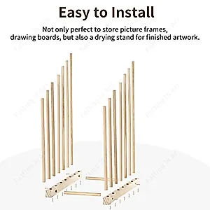 Falling in Art Large Wooden Art Storage Rack - Canvas Drying Stand for Artworks, Frames, Canvases, Drawing Boards, Prints, Panels, Paintings Display