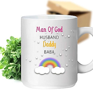 Christian Believers Gift, Wonderful Christmas Present for a Baba - Man Of God Prayers, Navy Multicolor Unisex Sweat 11 Oz White Ceramic Coffee Mug