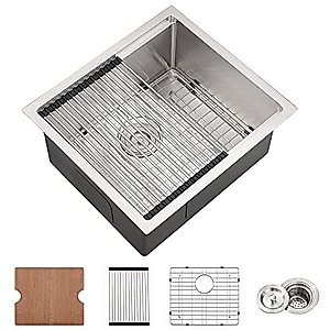 19 Inch Stainless Steel Undermount Bar Sink-VASOYO 19x18 Wet Bar Sink Undermount Kitchen Sink Workstation Outdoor Rv Sink 16 Gauge Stainless Steel Small Single Bowl Undermount Sink with Cutting Board