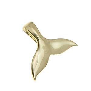 Arthur's Jewelry 14K Solid yellow gold high polish shiny Hawaiian whale tail slide pendant 18mm
