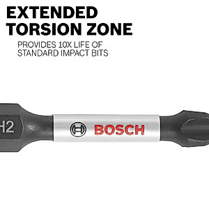 BOSCH CCSPHV208 8-Piece Assorted Set 2 In. Impact Tough Phillips Power Bits with Clip for Custom Case System