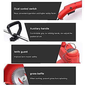 Handheld Cordless Trimmer, 24v Electric Handheld Lawn Mower with 3 Styles Blades 2 Batteries 1 Charger Adjustable Length Machine Head Angle Weeder