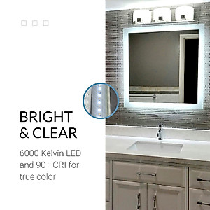 Mirrors & Marble LED Bathroom Mirror with Lights - Side Lit Rectangular Mirror for Vanity, Bedroom or Shower - Anti Fog & Wall-Mounted - Modern Home Decor (20" Wide x 28" Tall)