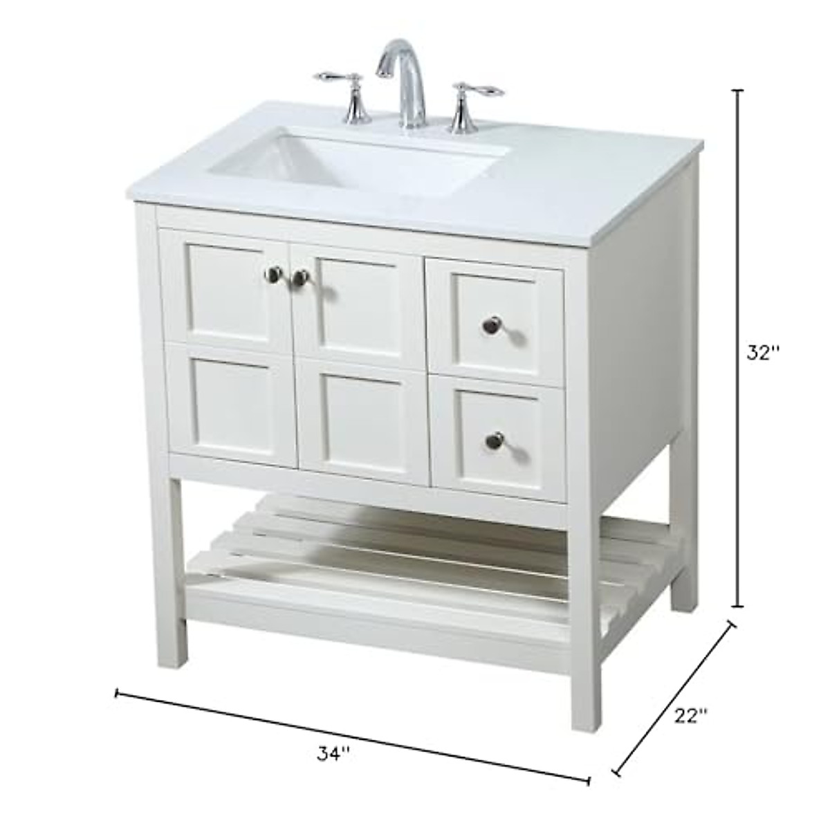 Elegant Kitchen and Bath 32 inch Single Bathroom Vanity Cabinet - White