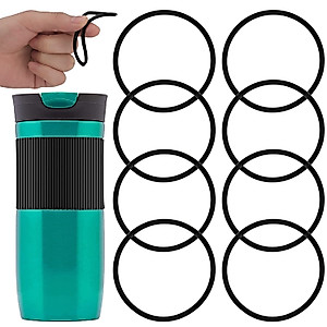 8pcs Replacement Rubber Lid Seals Compatible with Contigo Snapseal Byron 16 & 20 oz Travel Mug, Leak-Proof Seals Lid Gaskets Replacement for Contigo Mugs (Black)