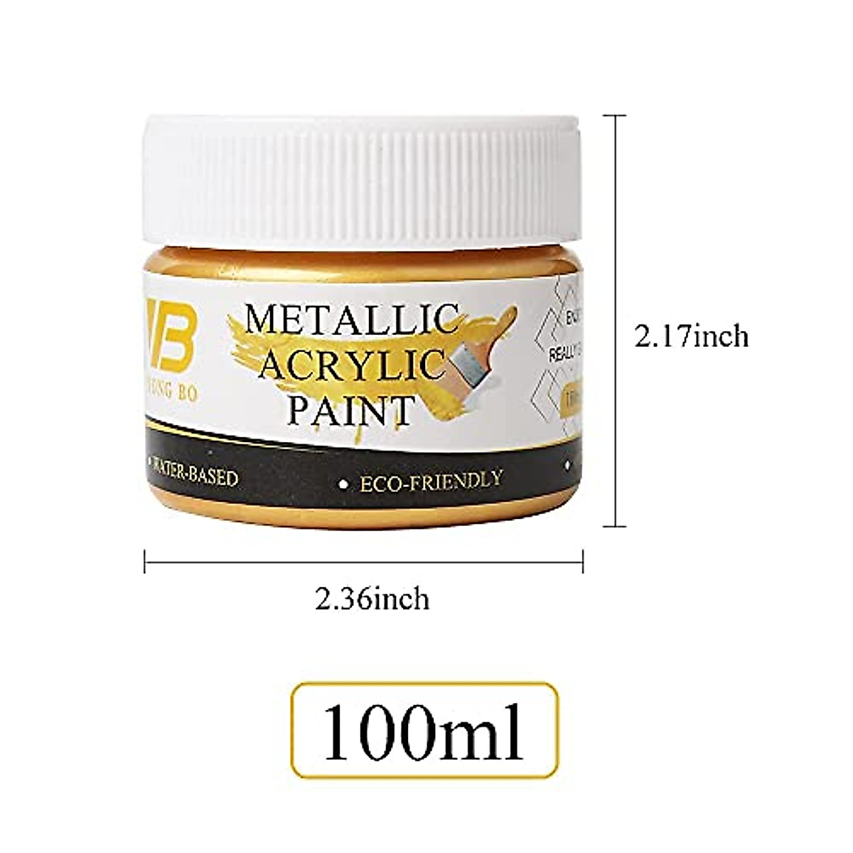 YongBo Metallic Gold Acrylic Paint, 100ml Gold Paint, Gold Leaf Paint for Metal, Wood, Headstone, Painting, Non Toxic Non Fading