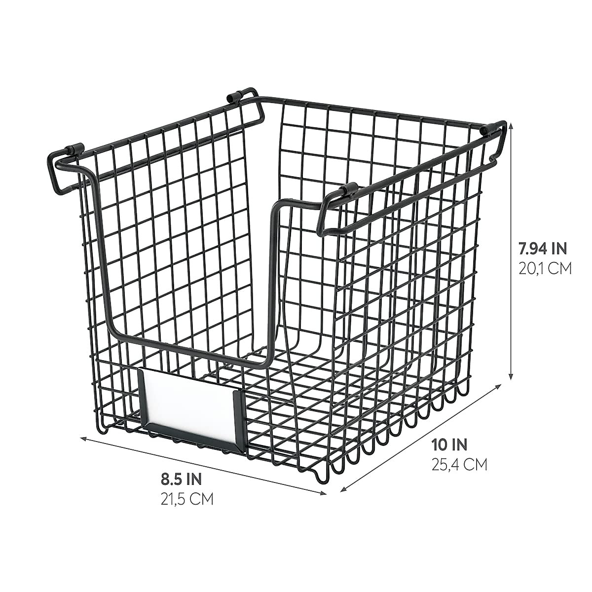 iDesign Classico Storage Basket with Handles for Pantry, Kitchen, Bathroom, Countertop, and Desk Organization, Stackable-Small