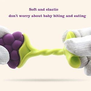 Baby Teething Toys - Natural Organic Freezer Safe Teether Set with Pacifier Clip for 3 to 12 Months Babies, Soft Silicone Fruit Teethers Toys, Infant and Toddler(5 Pack）