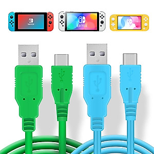USB C Charger for Nintendo Switch, USB Type C Charging Cable for Nintendo Switch, Switch lite, MacBook, Pixel C, LG Nexus 5X G5, Nexus 6P/P9 Plus and more - Animal Crossing Blue and Green (4.92ft)