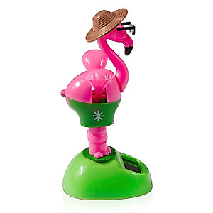 YGMONER Flapping Wings Flamingo Solar Powered Hawaii Style Shaking Ornaments Car Dashboard Dancer Bobble Head (Flamingo A)