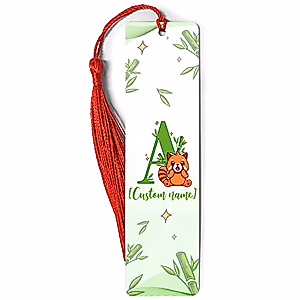 GOLEEX Personalized Initial Bookmark Red Panda Magnetic Bookmarks Customized Name Letter Page Markers Cute Bookworm Gifts for Book Lovers Readers Students Kids Women at Christmas