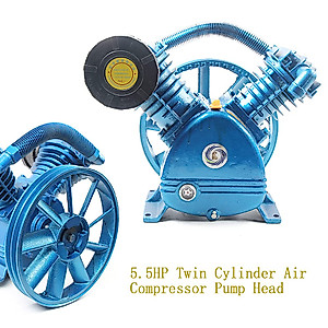 Air Compressor Pump Head, 21CFM 5.5HP Air Compressor Pump Replacement 175Psi V-Type Dual-Cylinder Air Compressor Piston Pump Head, V-0.6/12.5 (US Stock)