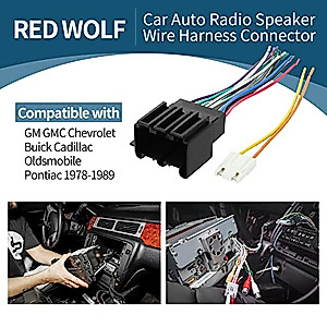 RED WOLF Compatible with GM GMC Chevrolet Buick Cadillac 1978-1989 Aftermarket Radio Wire Harness Stereo Connector Plug