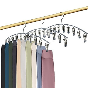 Pant Hangers with Clips, 20 Pack Metal Pants Hangers Space Saving Skirt Hangers for Women, Non Slip Adjustable Heavy Duty Clip Hangers for Pants, Jeans, Trousers, Skirts, Shorts, Socks