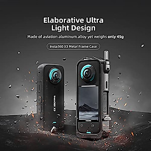 Aluminium Protective Frame and Silicone Lens Guards Cap for Insta360 X3,Metal Durable Housing Cage with Cold Shoe Mount,Bundle Include Metal Cage and Lens Protector