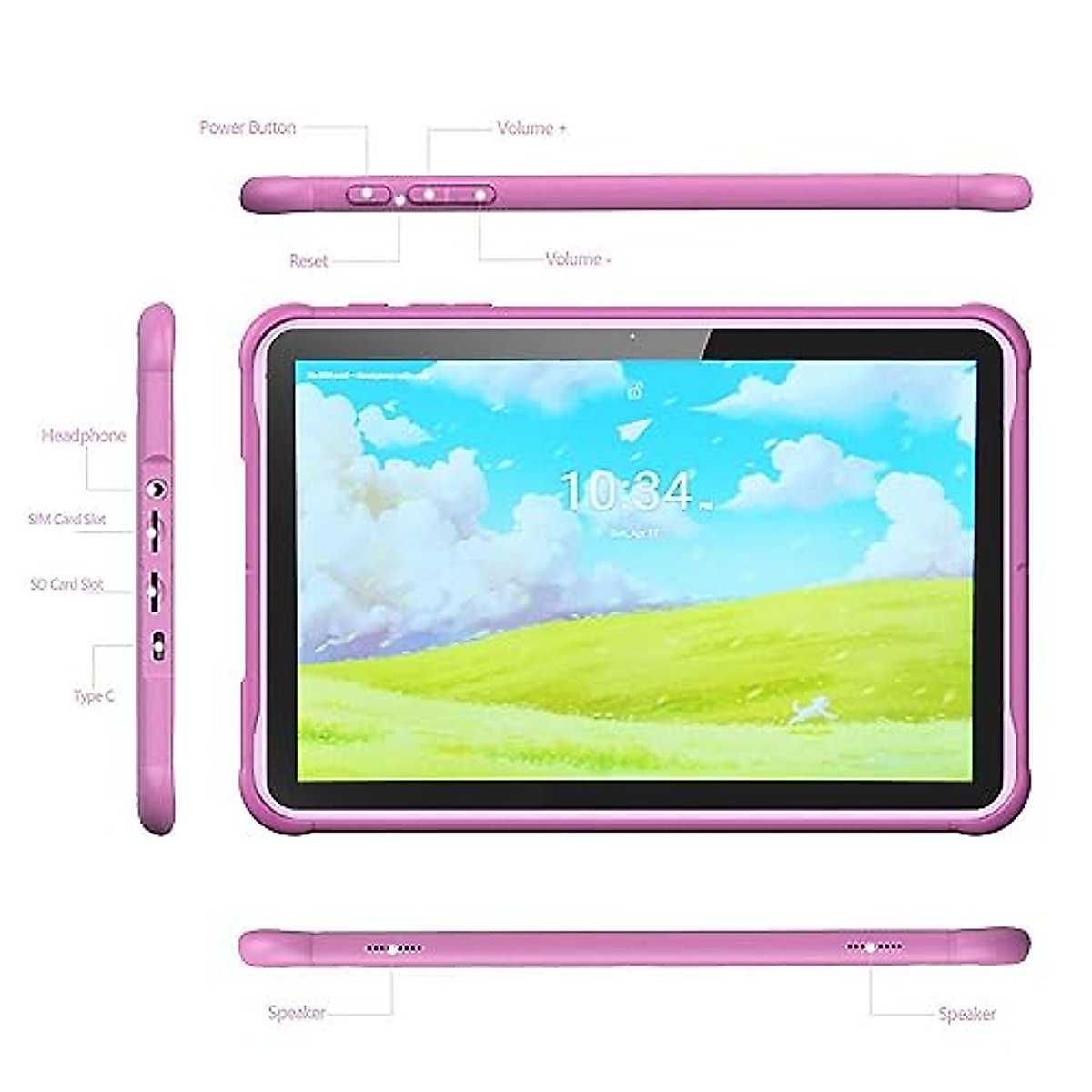 Tablet Android 10 Inch Tablets, 32GB ROM 512GB Expandable, 6000mah Battery, Quad Core Processor 1.3GHz, 2GB RAM Tableta, 2MP 8MP Camera WiFi Android (US Plug)