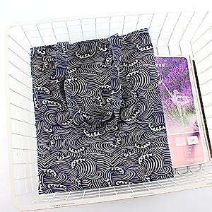 Chezi Japanese Pattern Cotton Canvas Tote Bag (wave/zip)