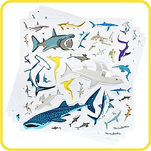 READY 2 LEARN Foam Stickers - Sharks - Pack of 132 - Self-Adhesive Stickers for Kids - 3D Cute Shark Stickers for Laptops, Party Favors and Crafts