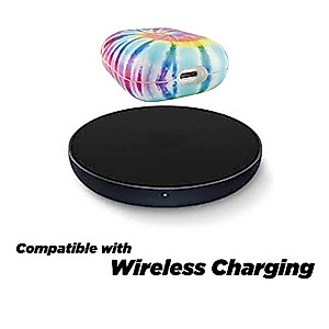 uCOLOR Tie Dye Case for AirPods Full Protective Silicone Shockproof TPU Gel Portable Cover Skin with Key Chain for Earphone AirPods 2/1 Charging Case